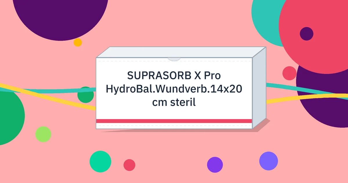 Symbolbild: Packung mit der Aufschrift SUPRASORB X Pro HydroBal.Wundverb.14x20 cm steril (PZN 20846360) – Verfügbarkeit und Bezug in Apotheken in Frankfurt am Main