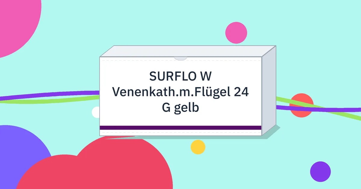 Symbolbild: Packung mit der Aufschrift SURFLO W Venenkath.m.Flügel 24 G gelb (PZN 01172163) – Verfügbarkeit und Bezug in Apotheken in Frankfurt am Main