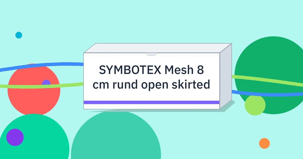 Symbolbild: Packung mit der Aufschrift SYMBOTEX Mesh 8 cm rund open skirted (PZN 10631368) – Verfügbarkeit und Bezug in Apotheken in Frankfurt am Main