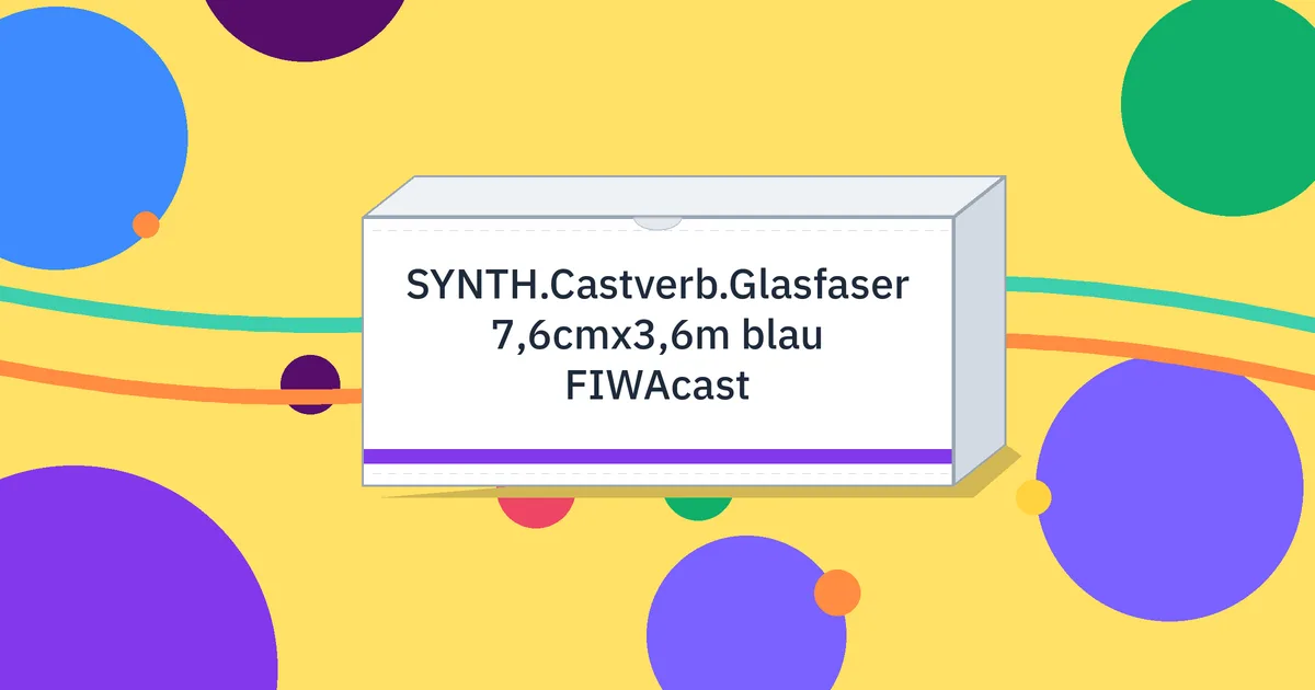 Symbolbild: Packung mit der Aufschrift SYNTH.Castverb.Glasfaser 7,6cmx3,6m blau FIWAcast (PZN 14130485) – Verfügbarkeit und Bezug in Apotheken in Frankfurt am Main