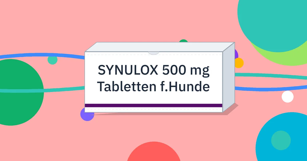 Symbolbild: Packung mit der Aufschrift SYNULOX 500 mg Tabletten f.Hunde (PZN 04183598) – Verfügbarkeit und Bezug in Apotheken in Frankfurt am Main