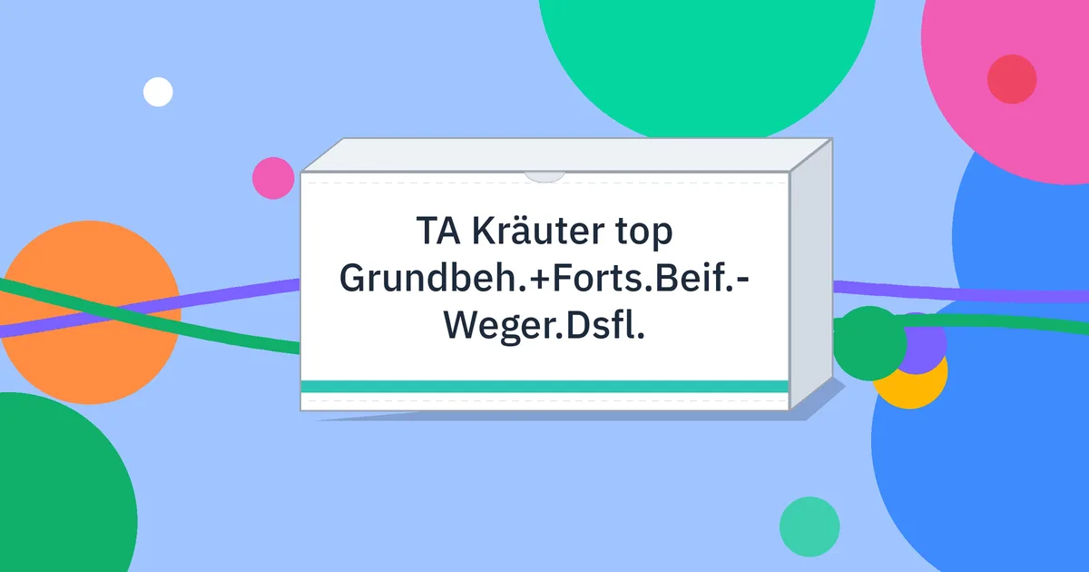 Symbolbild: Packung mit der Aufschrift TA Kräuter top Grundbeh.+Forts.Beif.-Weger.Dsfl. (PZN 05460077) – Verfügbarkeit und Bezug in Apotheken in Frankfurt am Main
