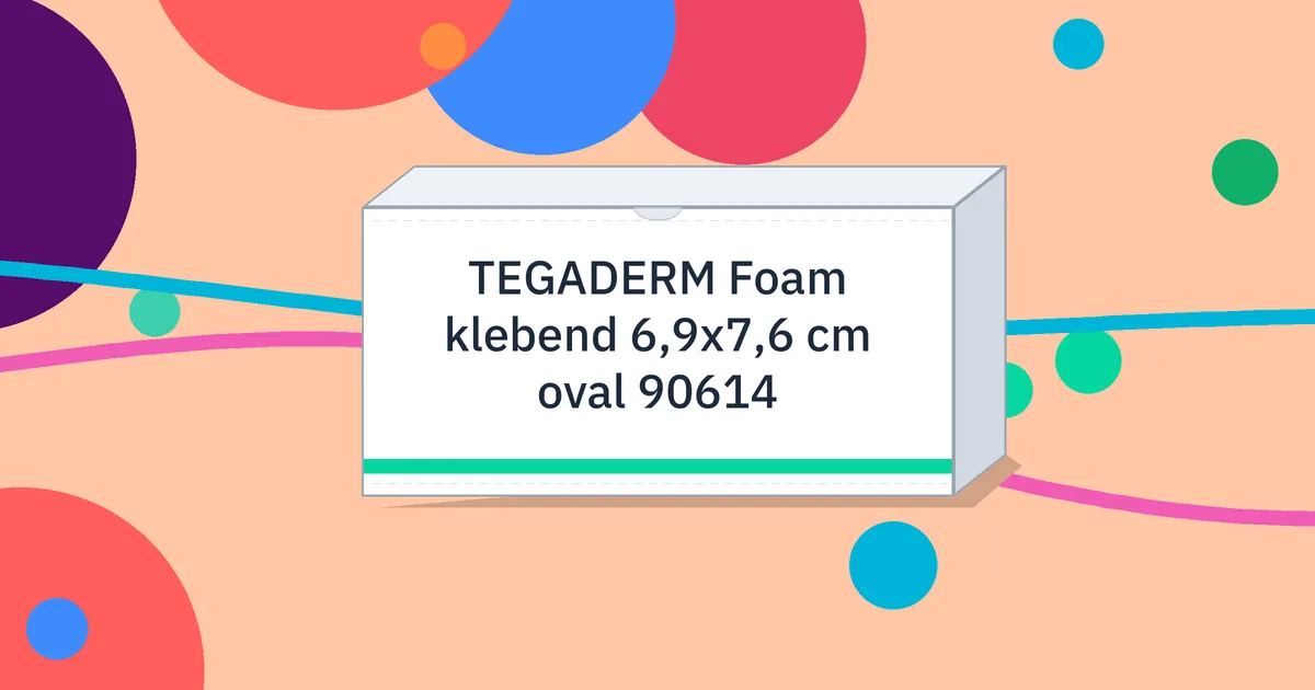 Symbolbild: Packung mit der Aufschrift TEGADERM Foam klebend 6,9x7,6 cm oval 90614 (PZN 16394768) – Verfügbarkeit und Bezug in Apotheken in Frankfurt am Main