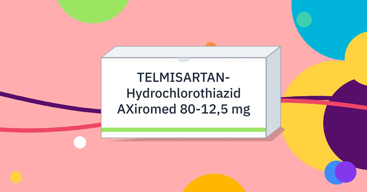 Symbolbild: Packung mit der Aufschrift TELMISARTAN-Hydrochlorothiazid AXiromed 80-12,5 mg (PZN 13716450) – Verfügbarkeit und Bezug in Apotheken in Frankfurt am Main