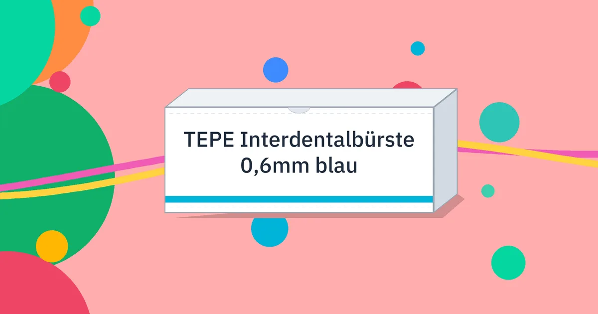 Symbolbild: Packung mit der Aufschrift TEPE Interdentalbürste 0,6mm blau (PZN 07641311) – Verfügbarkeit und Bezug in Apotheken in Frankfurt am Main