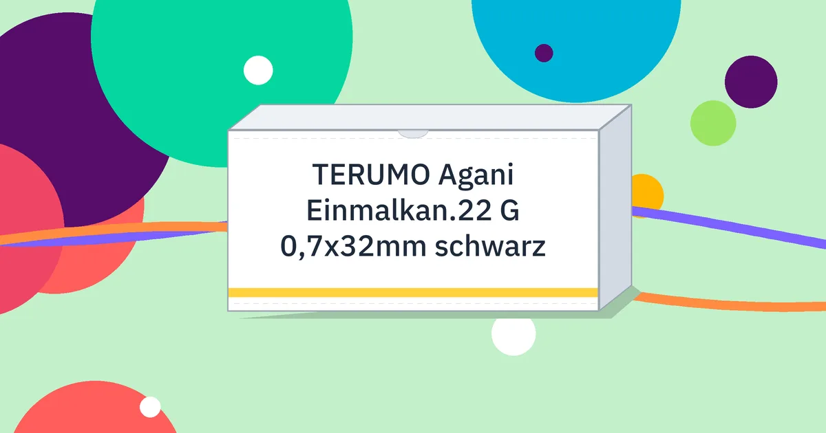 Symbolbild: Packung mit der Aufschrift TERUMO Agani Einmalkan.22 G 0,7x32mm schwarz (PZN 11609879) – Verfügbarkeit und Bezug in Apotheken in Frankfurt am Main