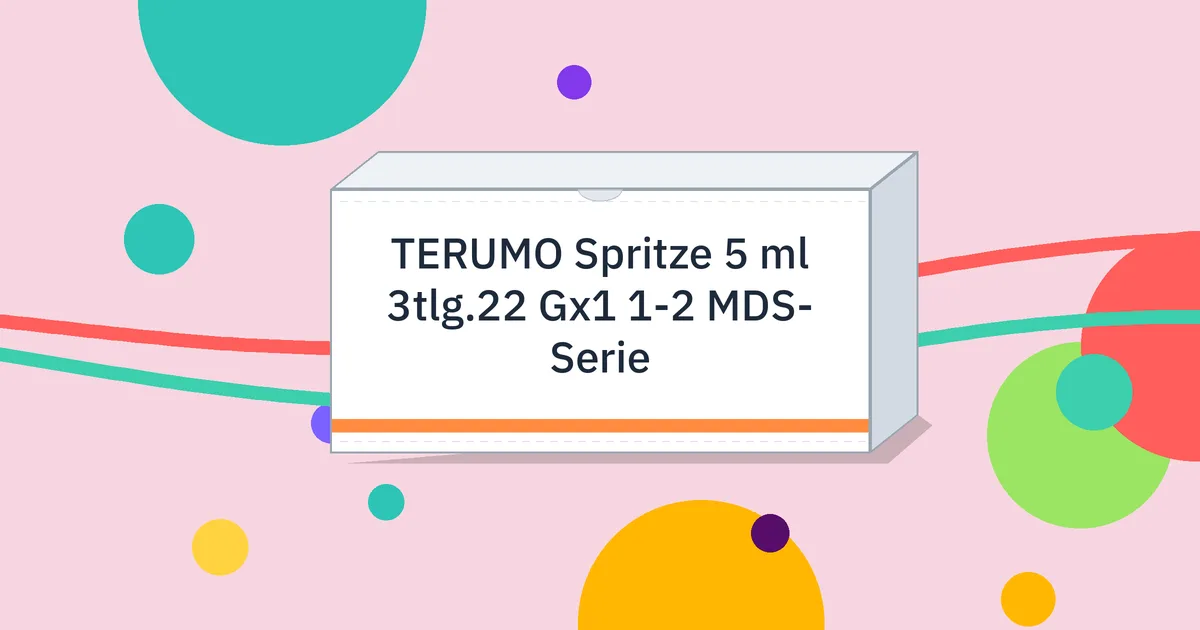 Symbolbild: Packung mit der Aufschrift TERUMO Spritze 5 ml 3tlg.22 Gx1 1-2 MDS-Serie (PZN 17630981) – Verfügbarkeit und Bezug in Apotheken in Frankfurt am Main
