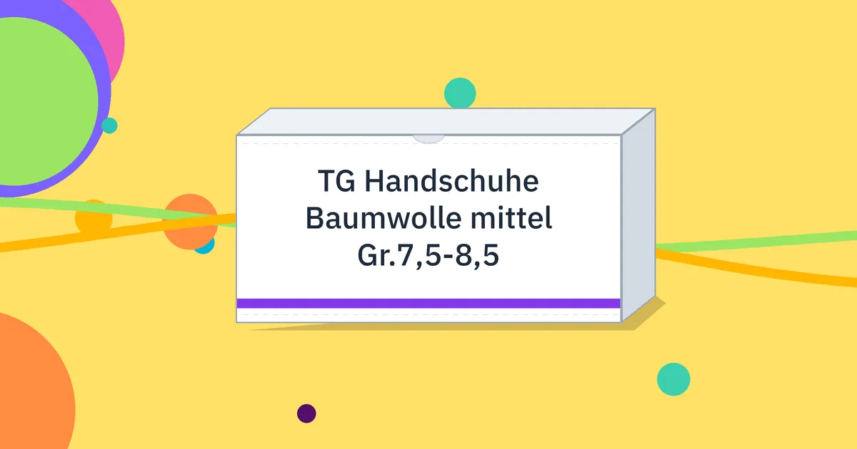 Symbolbild: Packung mit der Aufschrift TG Handschuhe Baumwolle mittel Gr.7,5-8,5 (PZN 01020039) – Verfügbarkeit und Bezug in Apotheken in Frankfurt am Main