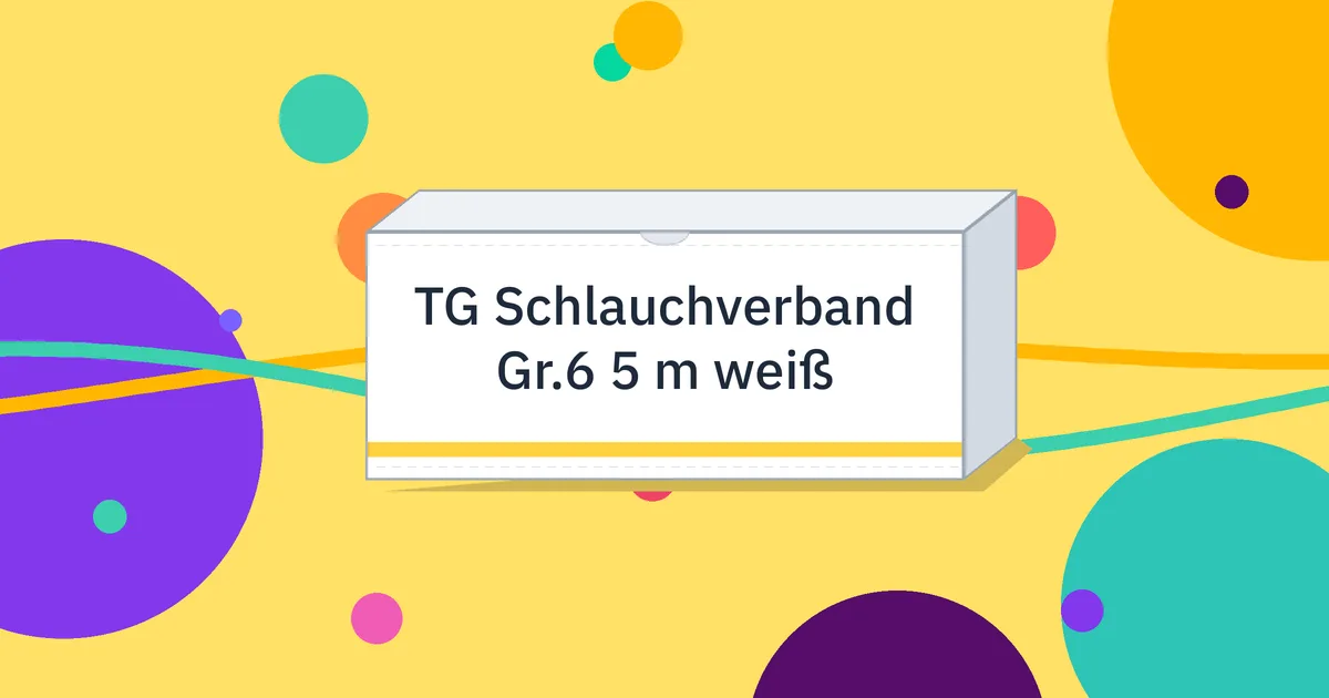 Symbolbild: Packung mit der Aufschrift TG Schlauchverband Gr.6 5 m weiß (PZN 16359654) – Verfügbarkeit und Bezug in Apotheken in Frankfurt am Main