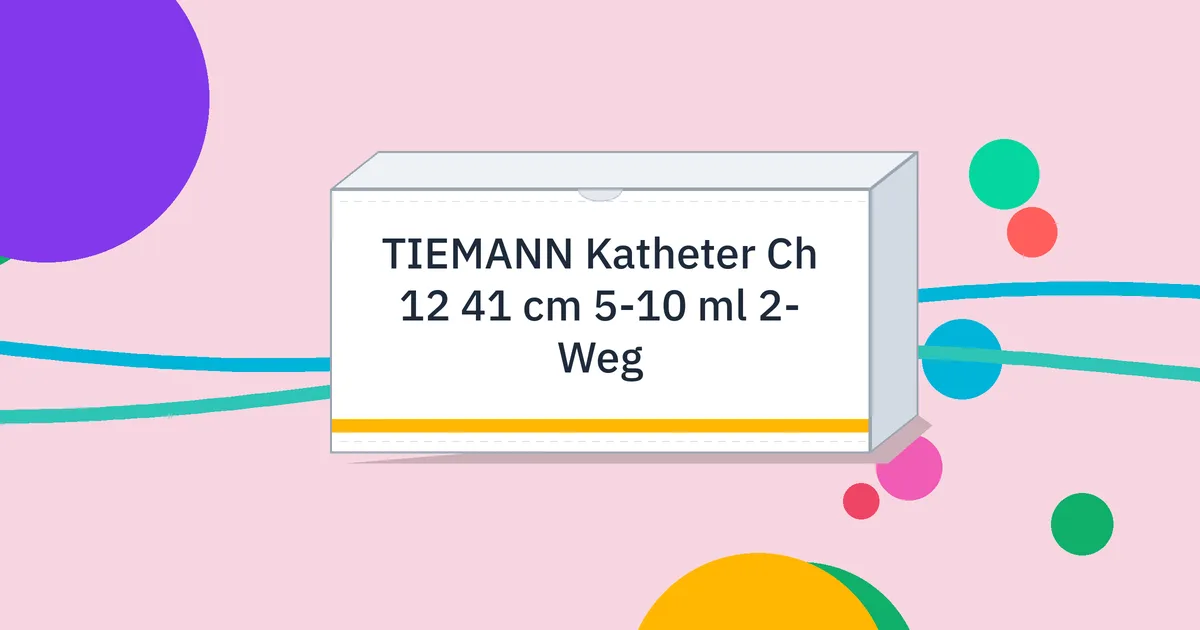 Symbolbild: Packung mit der Aufschrift TIEMANN Katheter Ch 12 41 cm 5-10 ml 2-Weg (PZN 20271793) – Verfügbarkeit und Bezug in Apotheken in Frankfurt am Main