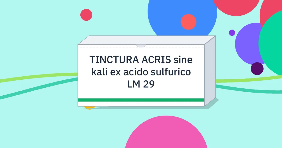 Symbolbild: Packung mit der Aufschrift TINCTURA ACRIS sine kali ex acido sulfurico LM 29 (PZN 13701336) – Verfügbarkeit und Bezug in Apotheken in Frankfurt am Main