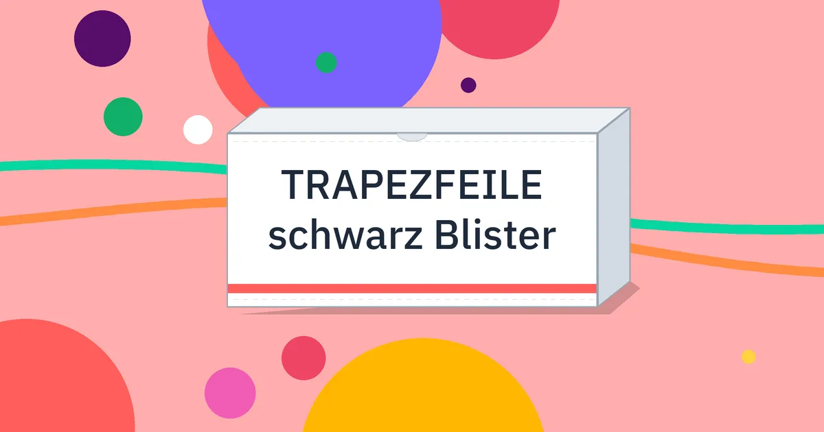 Symbolbild: Packung mit der Aufschrift TRAPEZFEILE schwarz Blister (PZN 10350014) – Verfügbarkeit und Bezug in Apotheken in Frankfurt am Main