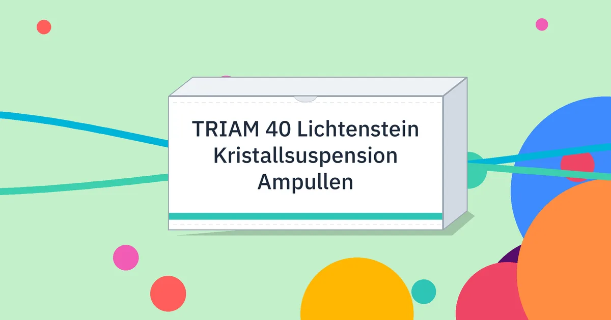 Symbolbild: Packung mit der Aufschrift TRIAM 40 Lichtenstein Kristallsuspension Ampullen (PZN 06155270) – Verfügbarkeit und Bezug in Apotheken in Frankfurt am Main