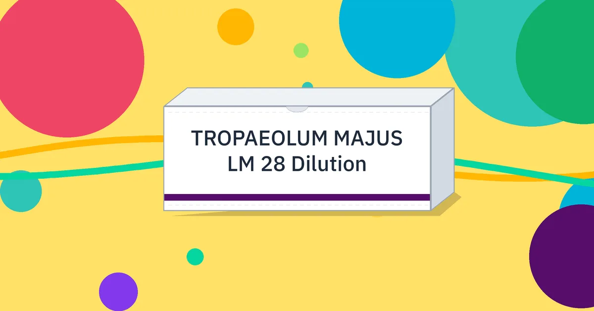 Symbolbild: Packung mit der Aufschrift TROPAEOLUM MAJUS LM 28 Dilution (PZN 13253211) – Verfügbarkeit und Bezug in Apotheken in Frankfurt am Main