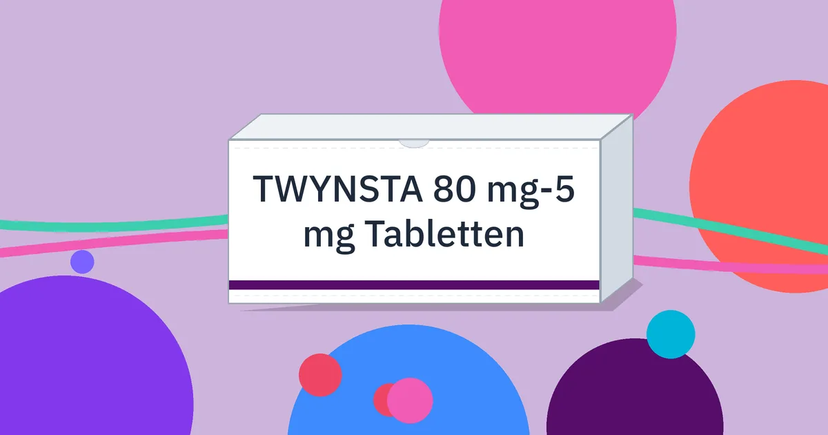 Symbolbild: Packung mit der Aufschrift TWYNSTA 80 mg-5 mg Tabletten (PZN 09321763) – Verfügbarkeit und Bezug in Apotheken in Frankfurt am Main