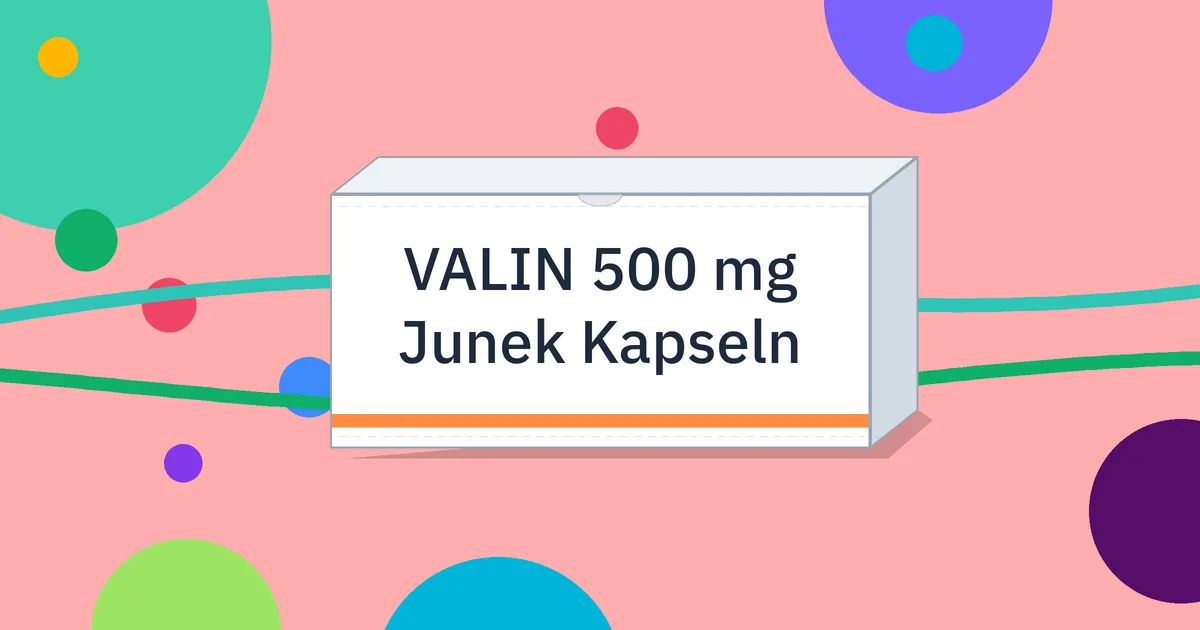 Symbolbild: Packung mit der Aufschrift VALIN 500 mg Junek Kapseln (PZN 00135898) – Verfügbarkeit und Bezug in Apotheken in Frankfurt am Main