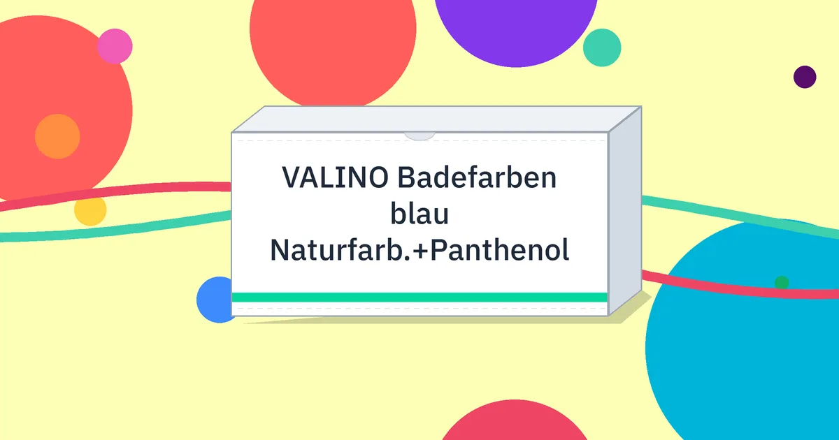 Symbolbild: Packung mit der Aufschrift VALINO Badefarben blau Naturfarb.+Panthenol (PZN 07771918) – Verfügbarkeit und Bezug in Apotheken in Frankfurt am Main