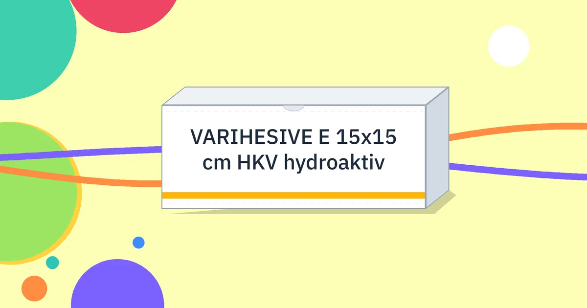 Symbolbild: Packung mit der Aufschrift VARIHESIVE E 15x15 cm HKV hydroaktiv (PZN 03817701) – Verfügbarkeit und Bezug in Apotheken in Frankfurt am Main