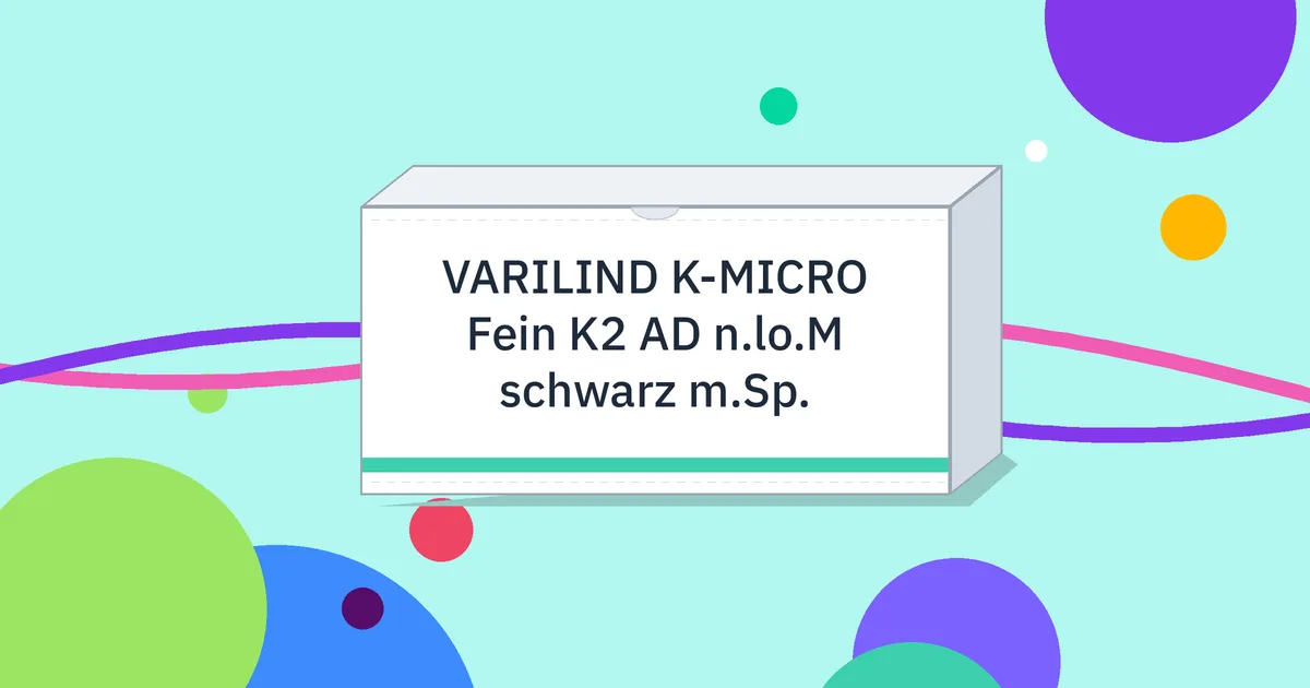 Symbolbild: Packung mit der Aufschrift VARILIND K-MICRO Fein K2 AD n.lo.M schwarz m.Sp. (PZN 20619397) – Verfügbarkeit und Bezug in Apotheken in Frankfurt am Main