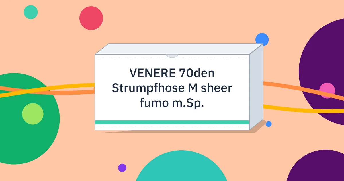 Symbolbild: Packung mit der Aufschrift VENERE 70den Strumpfhose M sheer fumo m.Sp. (PZN 16172743) – Verfügbarkeit und Bezug in Apotheken in Frankfurt am Main