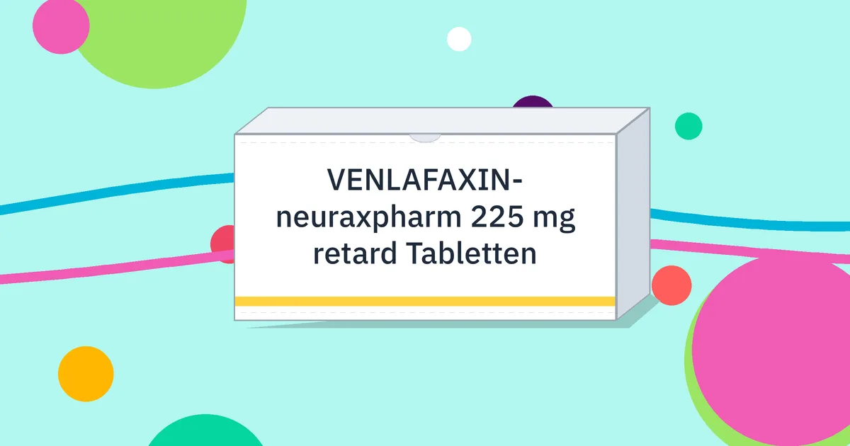 Symbolbild: Packung mit der Aufschrift VENLAFAXIN-neuraxpharm 225 mg retard Tabletten (PZN 08819544) – Verfügbarkeit und Bezug in Apotheken in Frankfurt am Main