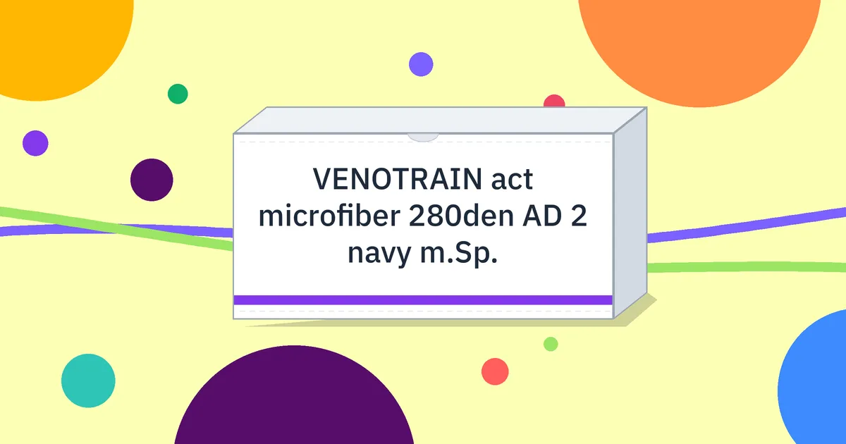 Symbolbild: Packung mit der Aufschrift VENOTRAIN act microfiber 280den AD 2 navy m.Sp. (PZN 16209423) – Verfügbarkeit und Bezug in Apotheken in Frankfurt am Main