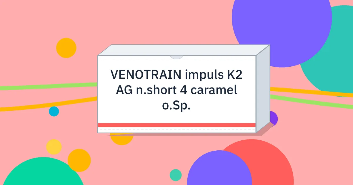 Symbolbild: Packung mit der Aufschrift VENOTRAIN impuls K2 AG n.short 4 caramel o.Sp. (PZN 08420316) – Verfügbarkeit und Bezug in Apotheken in Frankfurt am Main
