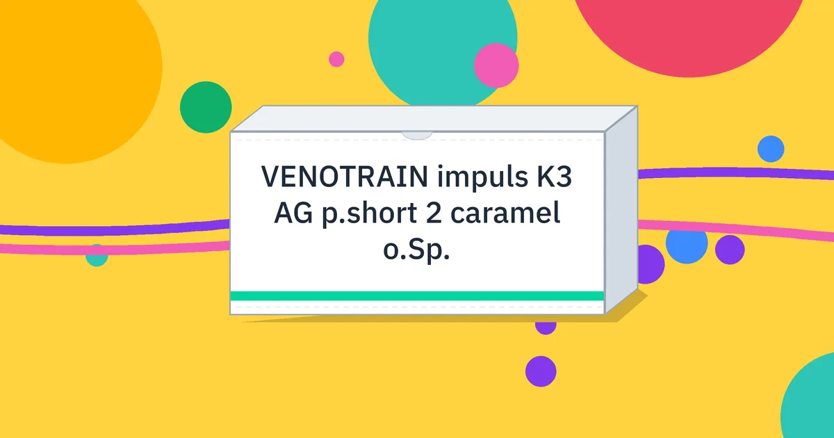 Symbolbild: Packung mit der Aufschrift VENOTRAIN impuls K3 AG p.short 2 caramel o.Sp. (PZN 08421327) – Verfügbarkeit und Bezug in Apotheken in Frankfurt am Main