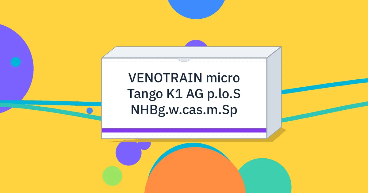 Symbolbild: Packung mit der Aufschrift VENOTRAIN micro Tango K1 AG p.lo.S NHBg.w.cas.m.Sp (PZN 20765236) – Verfügbarkeit und Bezug in Apotheken in Frankfurt am Main