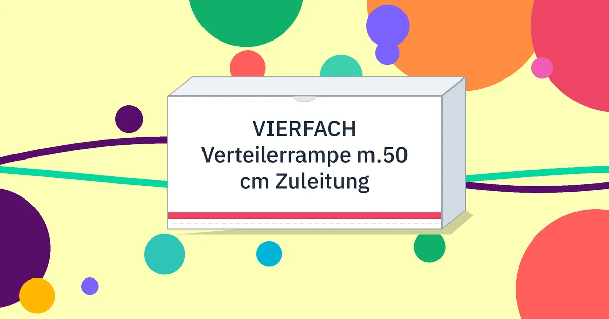 Symbolbild: Packung mit der Aufschrift VIERFACH Verteilerrampe m.50 cm Zuleitung (PZN 09381009) – Verfügbarkeit und Bezug in Apotheken in Frankfurt am Main