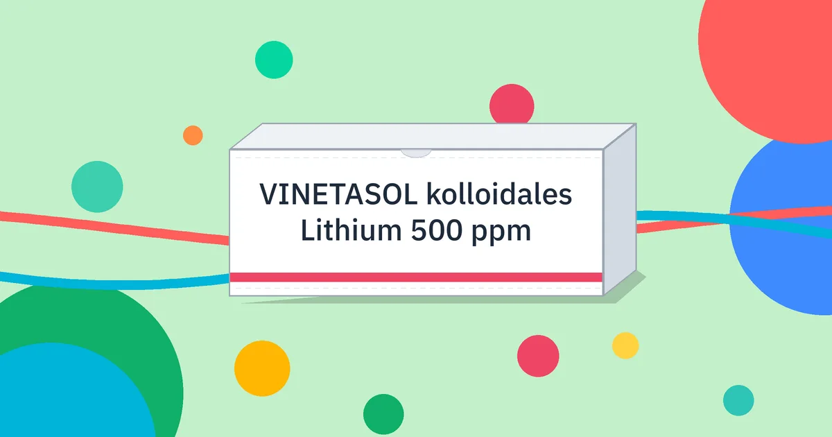 Symbolbild: Packung mit der Aufschrift VINETASOL kolloidales Lithium 500 ppm (PZN 20798721) – Verfügbarkeit und Bezug in Apotheken in Frankfurt am Main