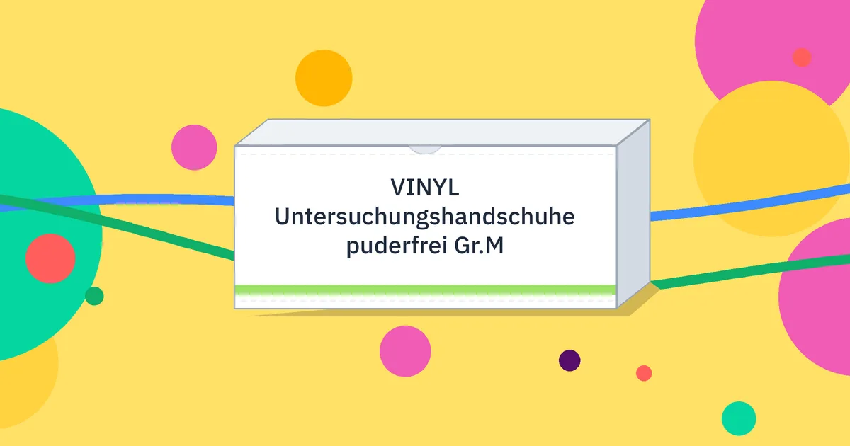 Symbolbild: Packung mit der Aufschrift VINYL Untersuchungshandschuhe puderfrei Gr.M (PZN 10076027) – Verfügbarkeit und Bezug in Apotheken in Frankfurt am Main