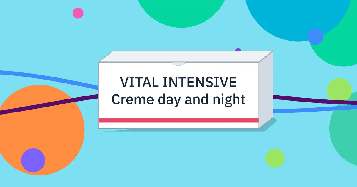 Symbolbild: Packung mit der Aufschrift VITAL INTENSIVE Creme day and night (PZN 12373829) – Verfügbarkeit und Bezug in Apotheken in Frankfurt am Main