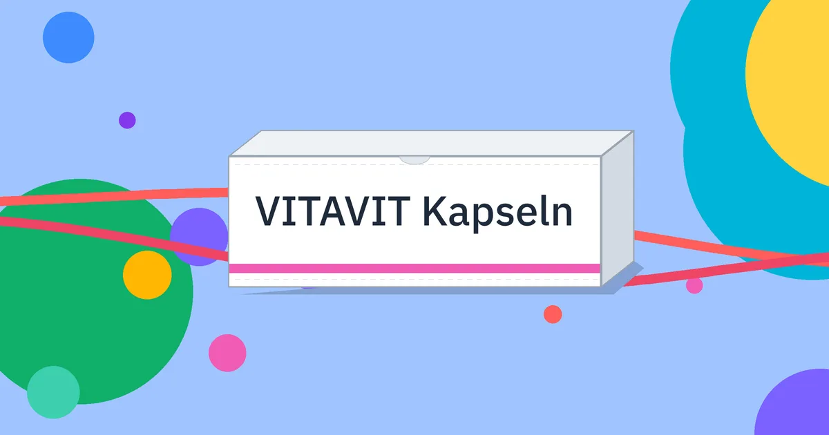 Symbolbild: Packung mit der Aufschrift VITAVIT Kapseln (PZN 18363789) – Verfügbarkeit und Bezug in Apotheken in Frankfurt am Main