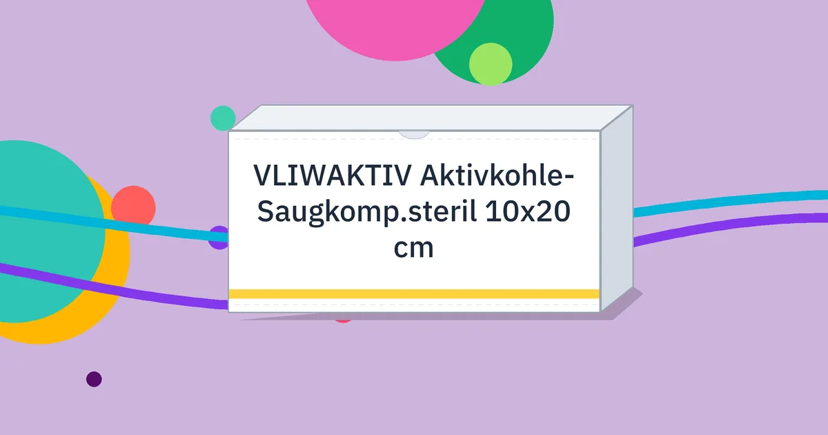 Symbolbild: Packung mit der Aufschrift VLIWAKTIV Aktivkohle-Saugkomp.steril 10x20 cm (PZN 18014238) – Verfügbarkeit und Bezug in Apotheken in Frankfurt am Main