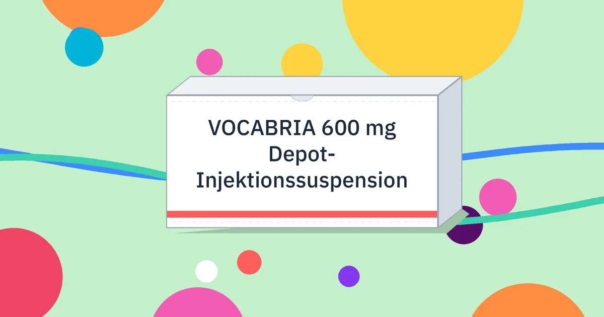 Symbolbild: Packung mit der Aufschrift VOCABRIA 600 mg Depot-Injektionssuspension (PZN 16790814) – Verfügbarkeit und Bezug in Apotheken in Frankfurt am Main