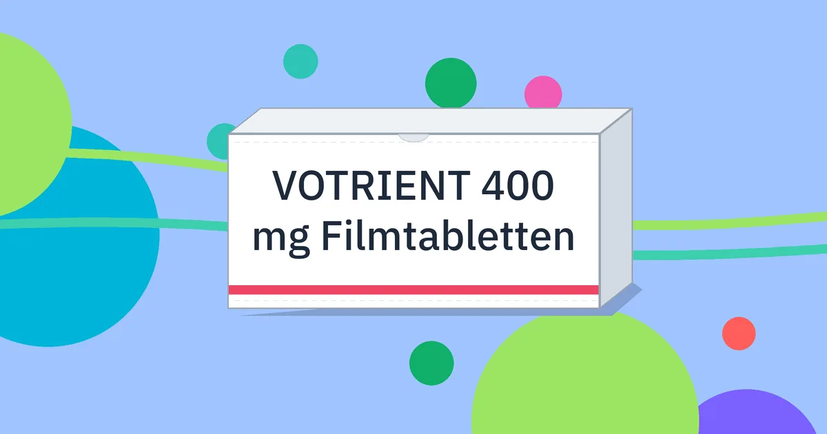 Symbolbild: Packung mit der Aufschrift VOTRIENT 400 mg Filmtabletten (PZN 18395619) – Verfügbarkeit und Bezug in Apotheken in Frankfurt am Main