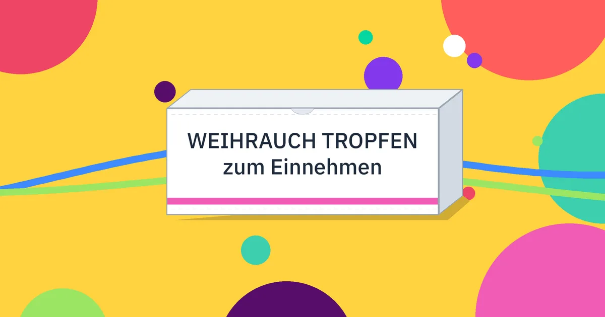 Symbolbild: Packung mit der Aufschrift WEIHRAUCH TROPFEN zum Einnehmen (PZN 17427808) – Verfügbarkeit und Bezug in Apotheken in Frankfurt am Main