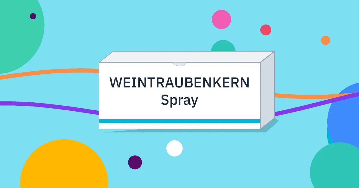 Symbolbild: Packung mit der Aufschrift WEINTRAUBENKERN Spray (PZN 19142263) – Verfügbarkeit und Bezug in Apotheken in Frankfurt am Main