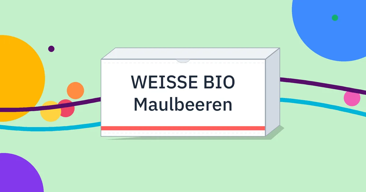 Symbolbild: Packung mit der Aufschrift WEISSE BIO Maulbeeren (PZN 10115460) – Verfügbarkeit und Bezug in Apotheken in Frankfurt am Main