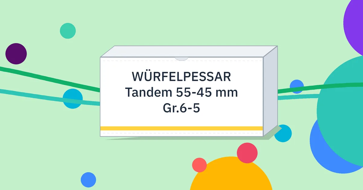 Symbolbild: Packung mit der Aufschrift WÜRFELPESSAR Tandem 55-45 mm Gr.6-5 (PZN 04013258) – Verfügbarkeit und Bezug in Apotheken in Frankfurt am Main