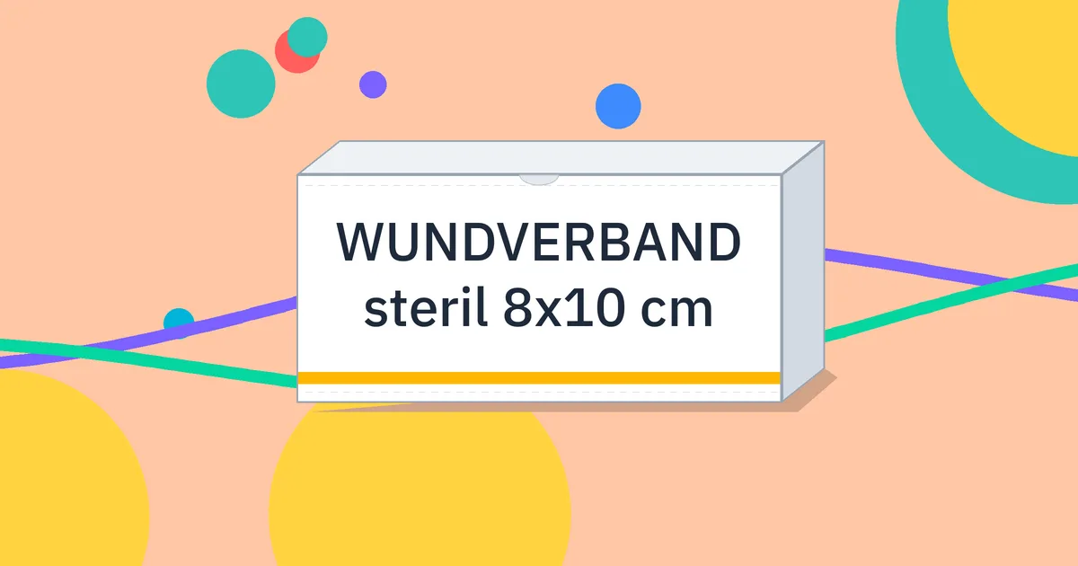 Symbolbild: Packung mit der Aufschrift WUNDVERBAND steril 8x10 cm (PZN 00466862) – Verfügbarkeit und Bezug in Apotheken in Frankfurt am Main