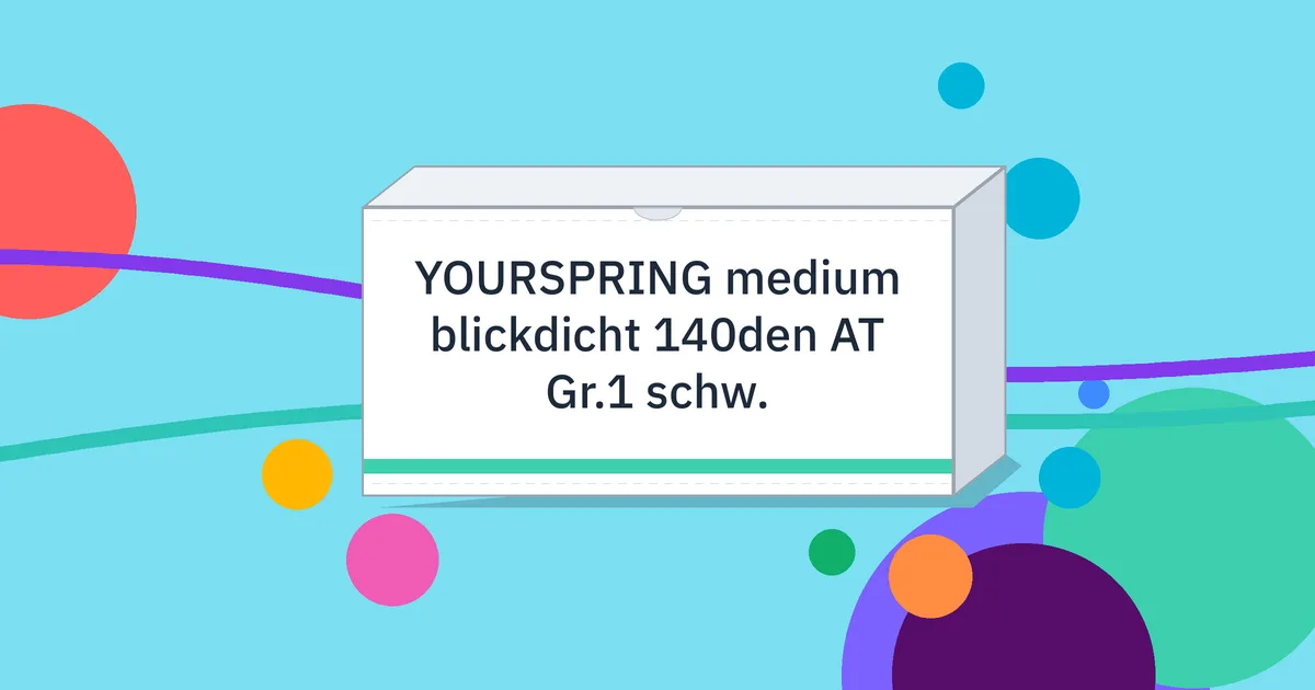 Symbolbild: Packung mit der Aufschrift YOURSPRING medium blickdicht 140den AT Gr.1 schw. (PZN 18057791) – Verfügbarkeit und Bezug in Apotheken in Frankfurt am Main
