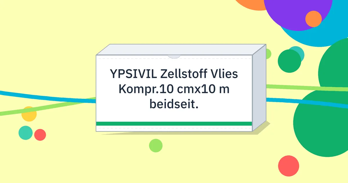 Symbolbild: Packung mit der Aufschrift YPSIVIL Zellstoff Vlies Kompr.10 cmx10 m beidseit. (PZN 20365100) – Verfügbarkeit und Bezug in Apotheken in Frankfurt am Main