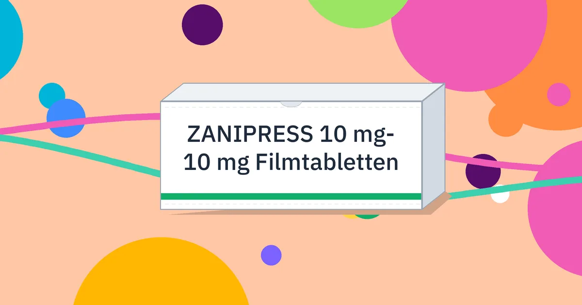 Symbolbild: Packung mit der Aufschrift ZANIPRESS 10 mg-10 mg Filmtabletten (PZN 00469990) – Verfügbarkeit und Bezug in Apotheken in Frankfurt am Main