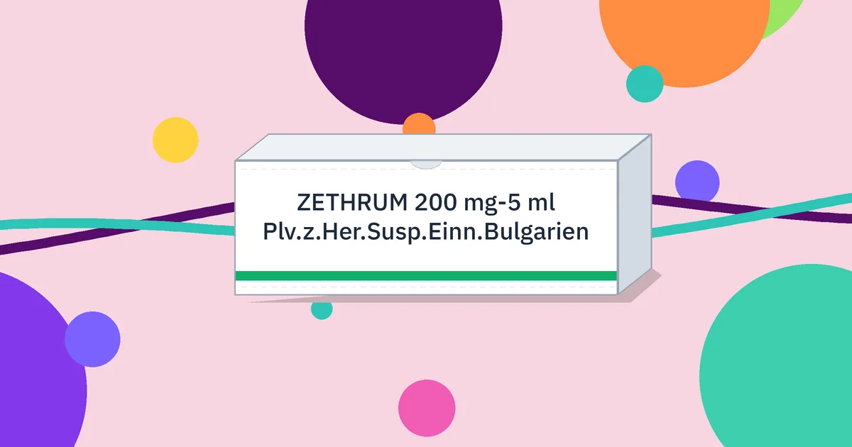 Symbolbild: Packung mit der Aufschrift ZETHRUM 200 mg-5 ml Plv.z.Her.Susp.Einn.Bulgarien (PZN 18901850) – Verfügbarkeit und Bezug in Apotheken in Frankfurt am Main