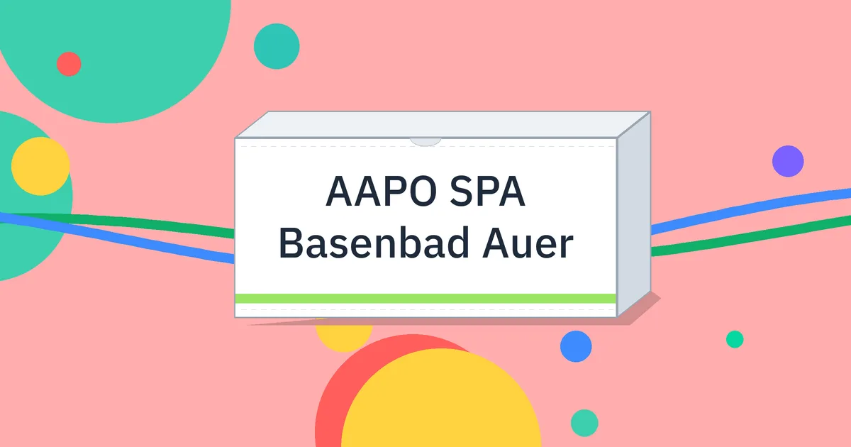 Symbolbild: Packung mit der Aufschrift AAPO SPA Basenbad Auer (PZN 01419221) – Verfügbarkeit und Bezug in Apotheken in Frankfurt am Main