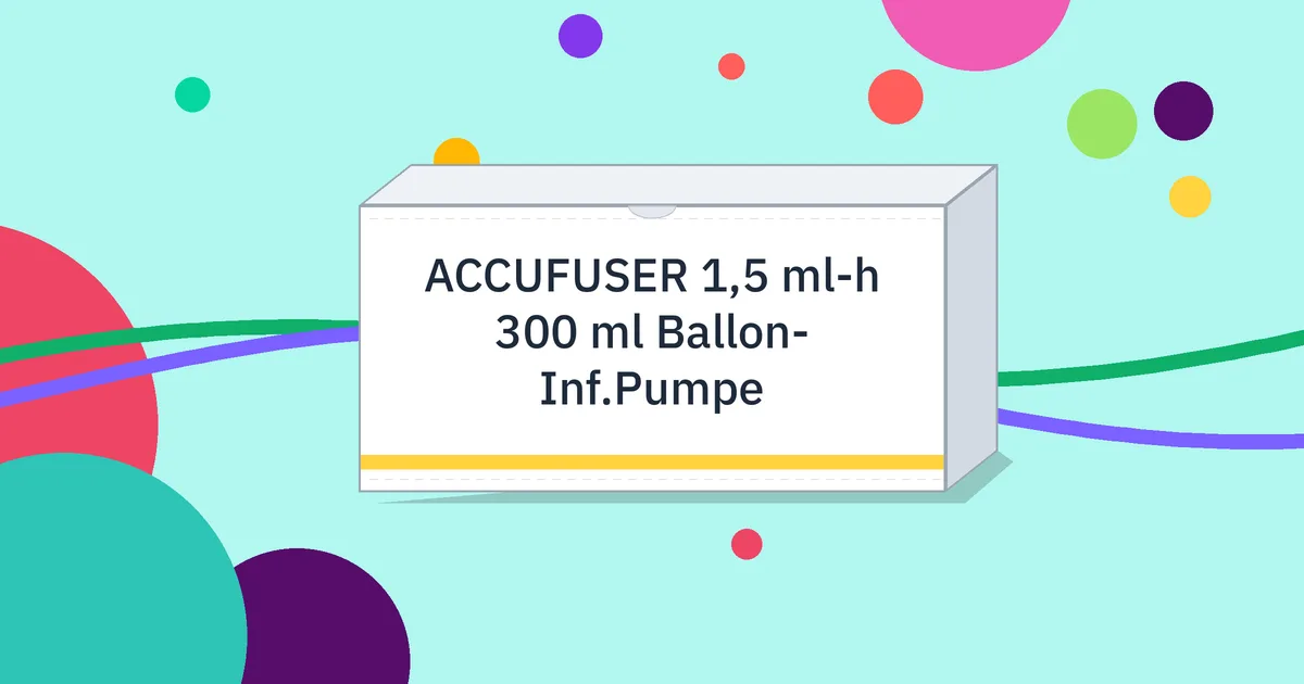 Symbolbild: Packung mit der Aufschrift ACCUFUSER 1,5 ml-h 300 ml Ballon-Inf.Pumpe (PZN 10710435) – Verfügbarkeit und Bezug in Apotheken in Frankfurt am Main