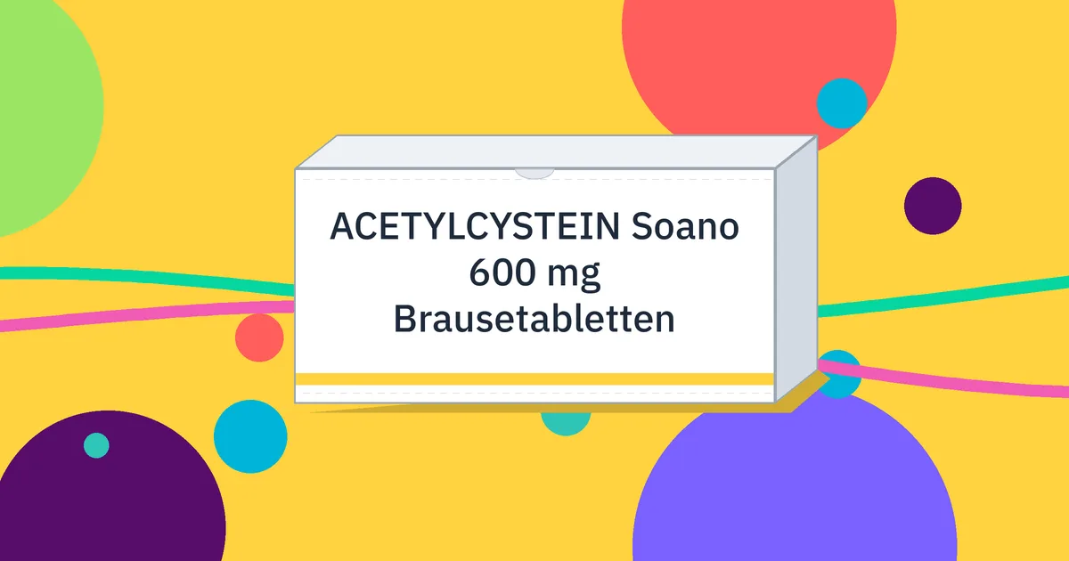 Symbolbild: Packung mit der Aufschrift ACETYLCYSTEIN Soano 600 mg Brausetabletten (PZN 20372241) – Verfügbarkeit und Bezug in Apotheken in Frankfurt am Main