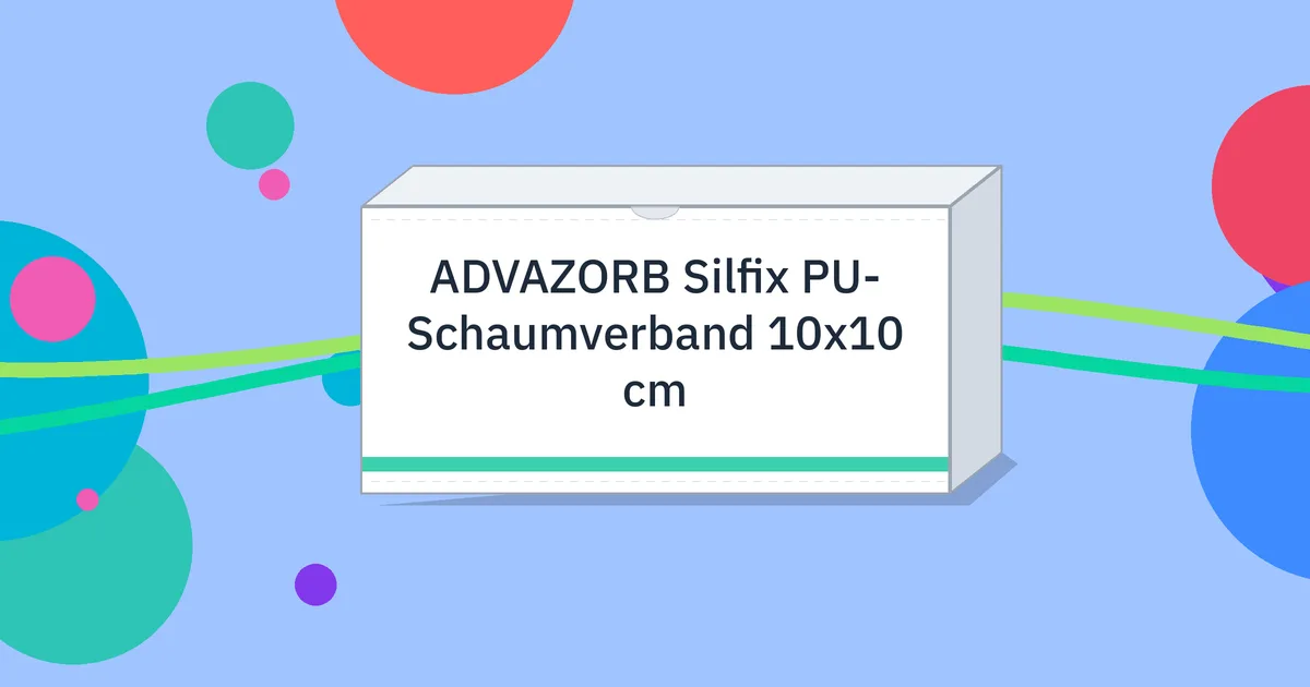 Symbolbild: Packung mit der Aufschrift ADVAZORB Silfix PU-Schaumverband 10x10 cm (PZN 14233386) – Verfügbarkeit und Bezug in Apotheken in Frankfurt am Main